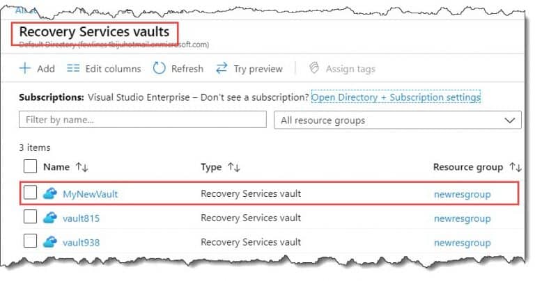 Azure Recovery Services Vault - Azure Lessons