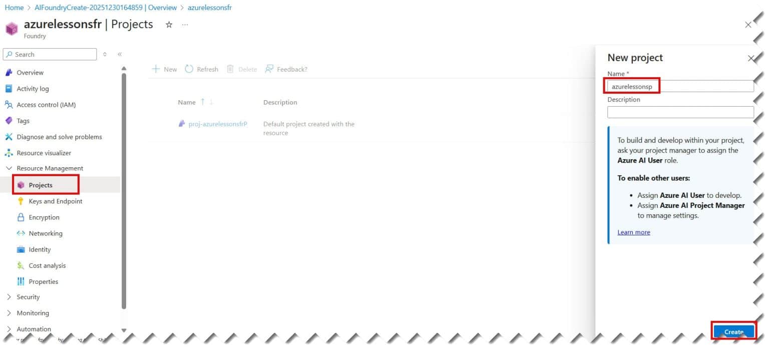 Create Azure AI Foundry Resource - Azure Lessons