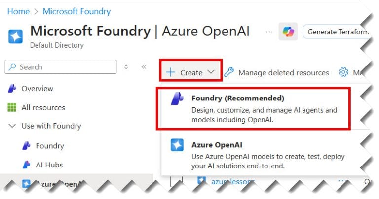 Create Azure AI Foundry Resource - Azure Lessons